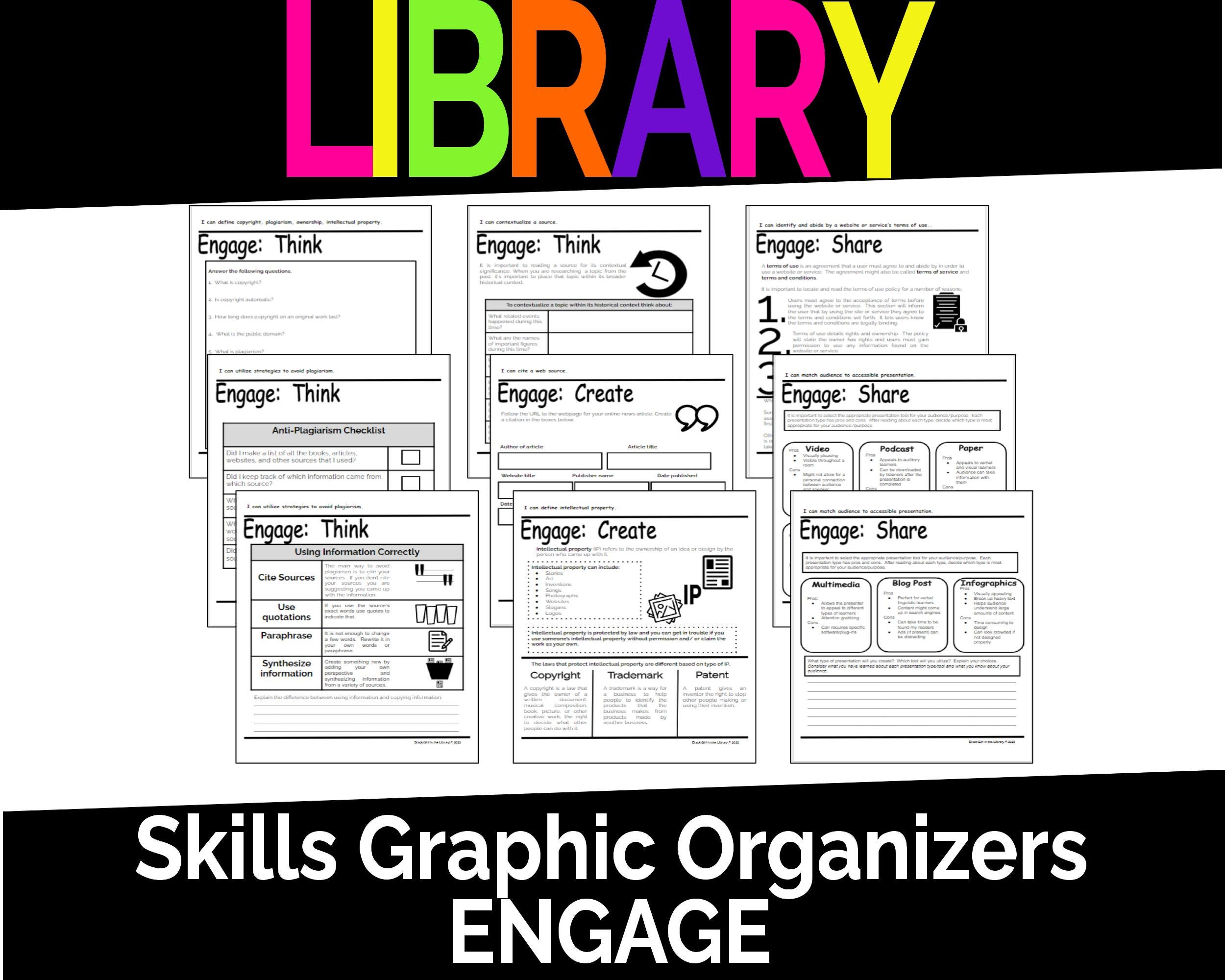 Library Skills Graphic Organizers Research Printable Worksheets - Etsy