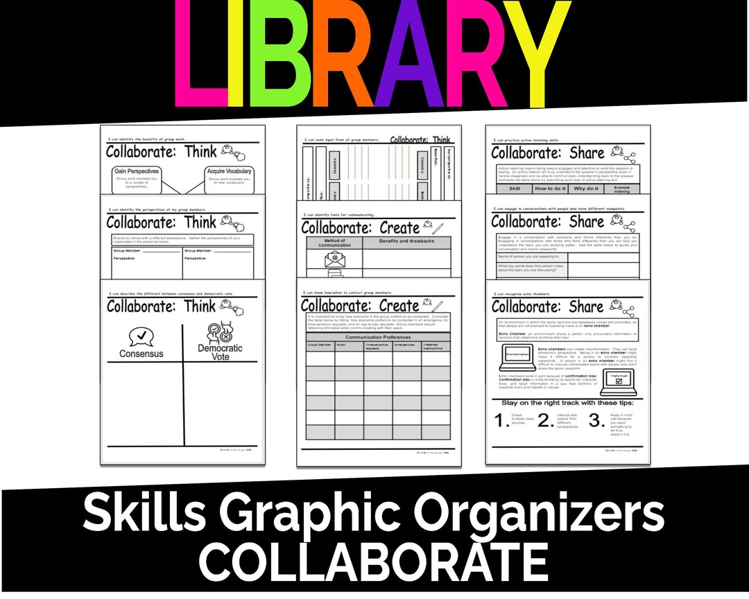 Library Skills Graphic Organizers Research Skills - Etsy
