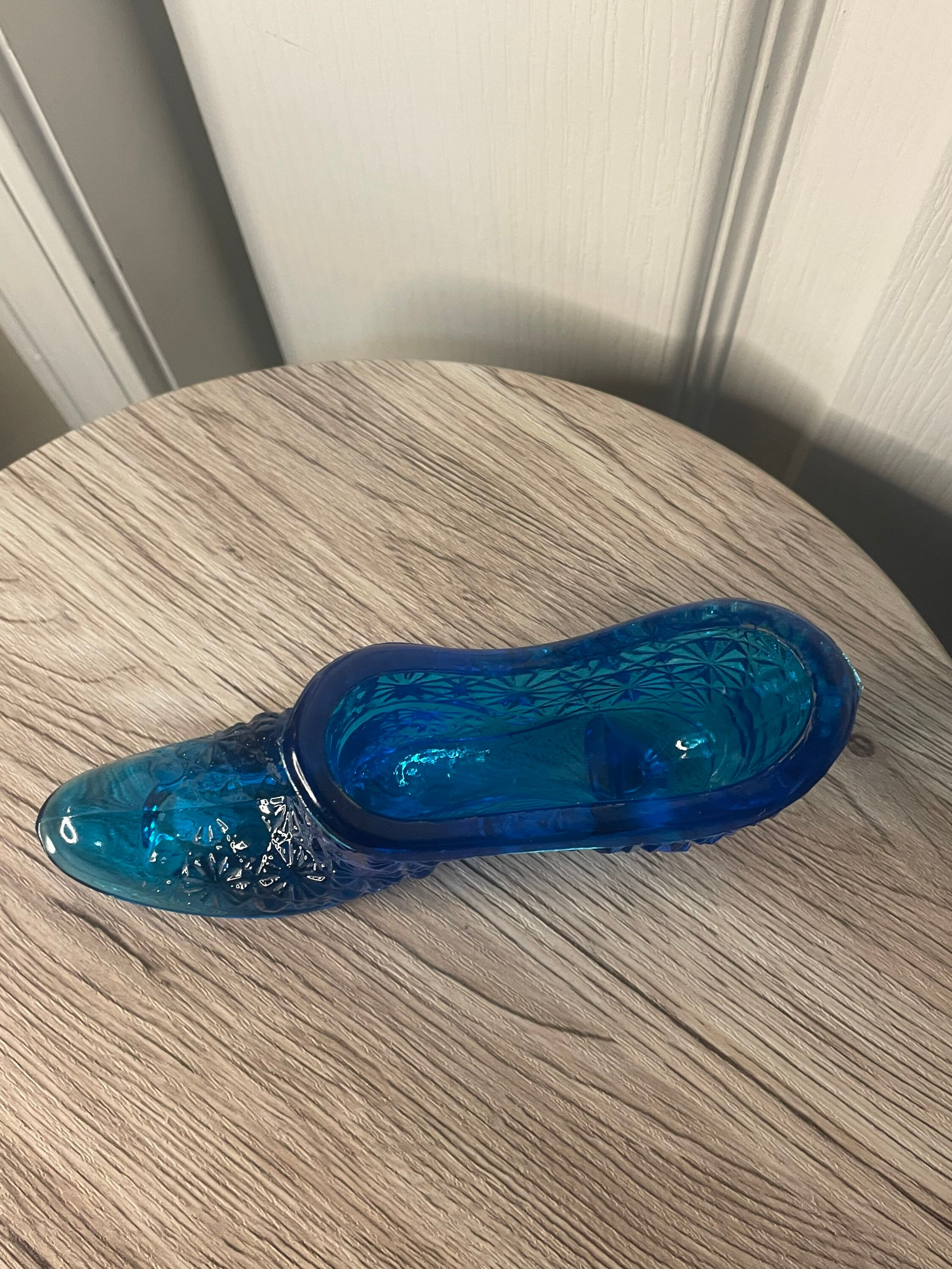 Daisy and Button Blue Glass Shoe - Etsy