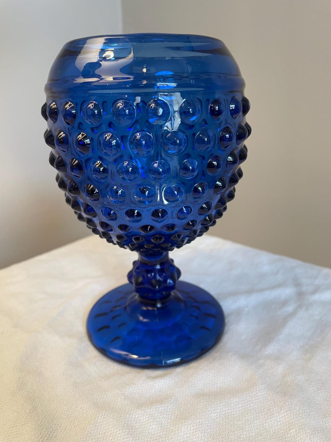 1930's Imperial Glass Early American Blue Hobnail Ivy Ball Dew Drop ...