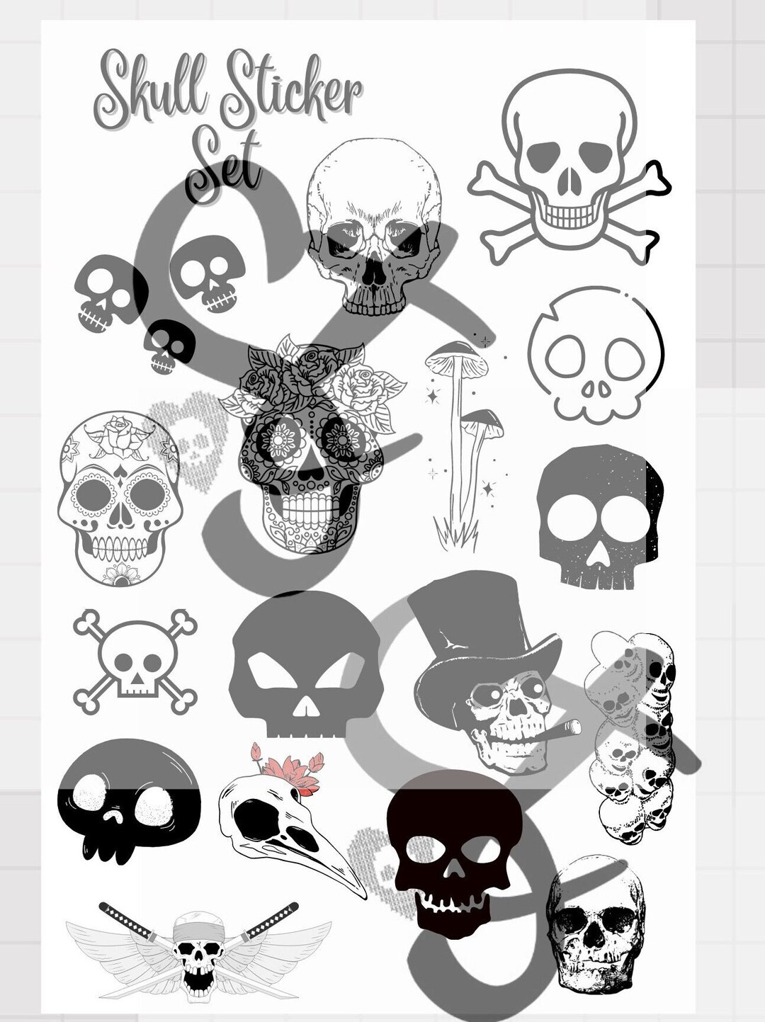 Skull Sticker Set. Print and Cut Out - Etsy