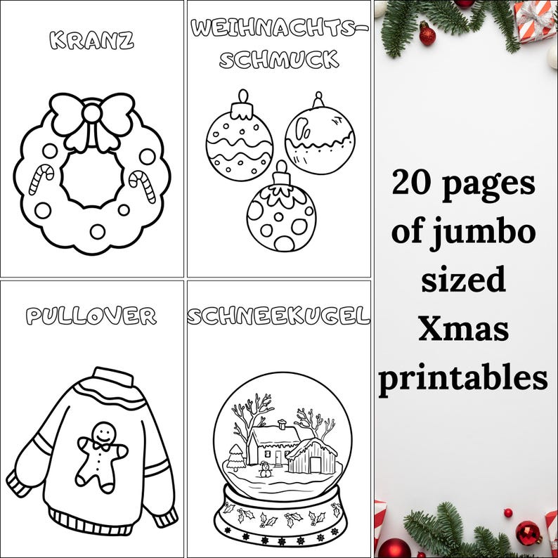 20 GERMAN Christmas Coloring Pages | Jumbo Kids Christmas Coloring ...