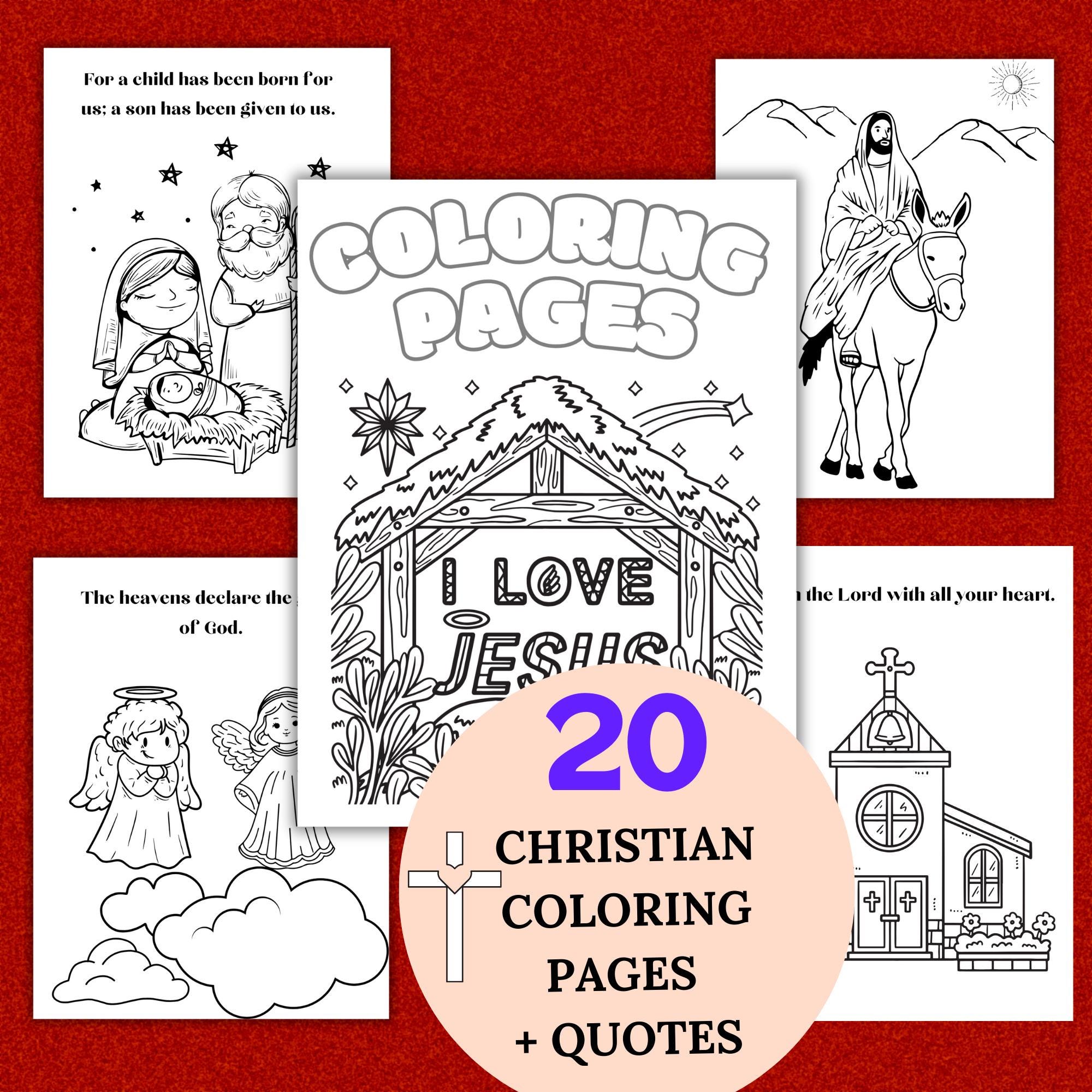 20 Cute CHRISTIAN Coloring Page | Religious Coloring Sheet | Christian ...