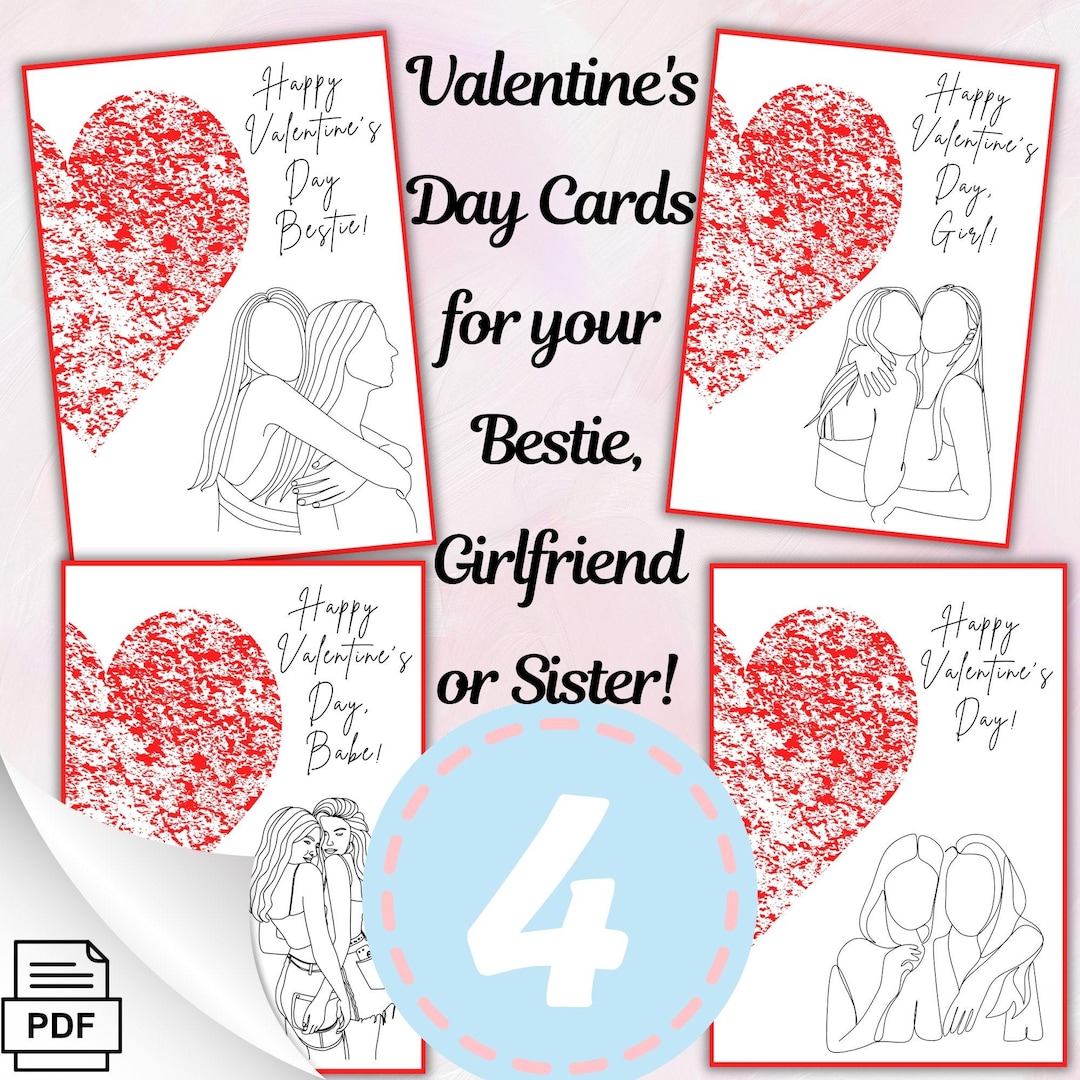 Valentine's Day Bestie PRINTABLE | Best Friend Valentine | Girlfriend ...