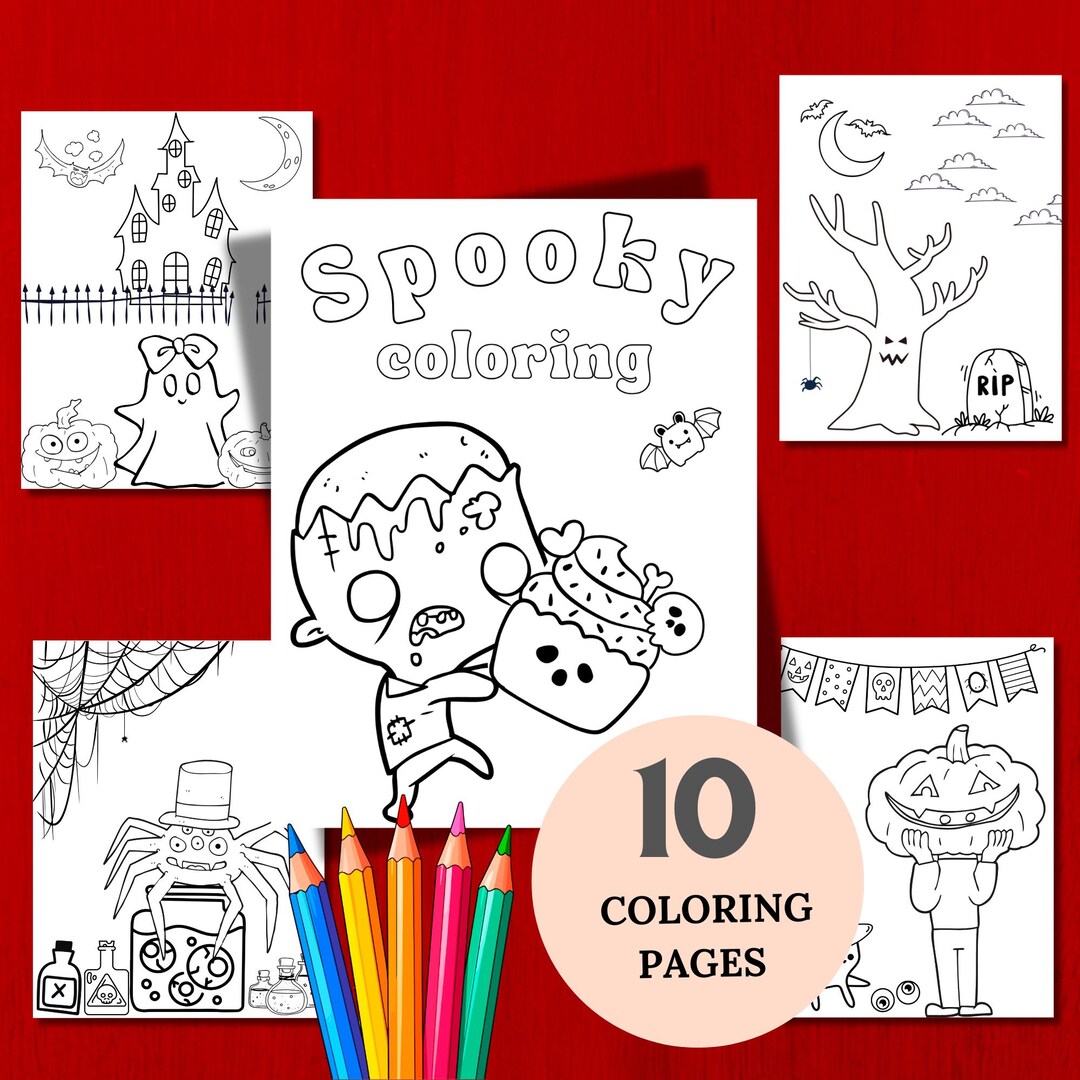 Halloween Coloring Pages | 10 Cute & Spooky Halloween Pages | Instant ...