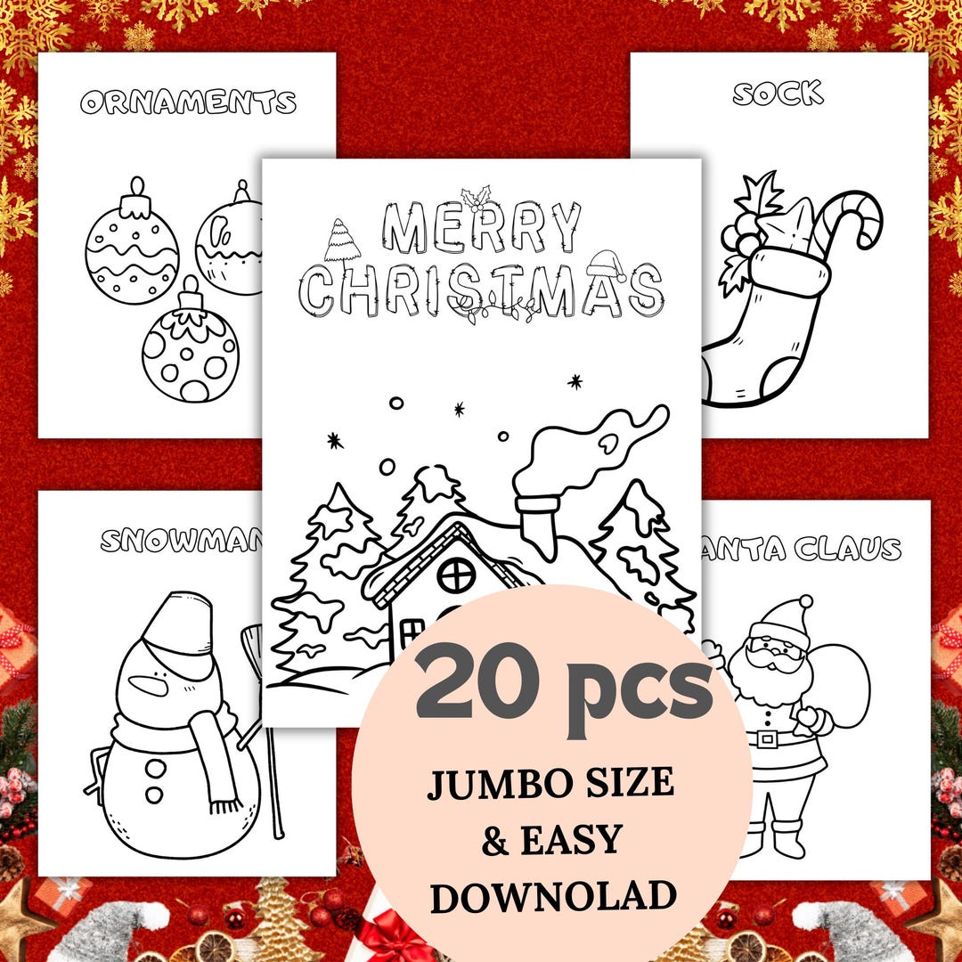 20 Cute Christmas Coloring Page | Jumbo Kids Christmas Coloring Sheets ...