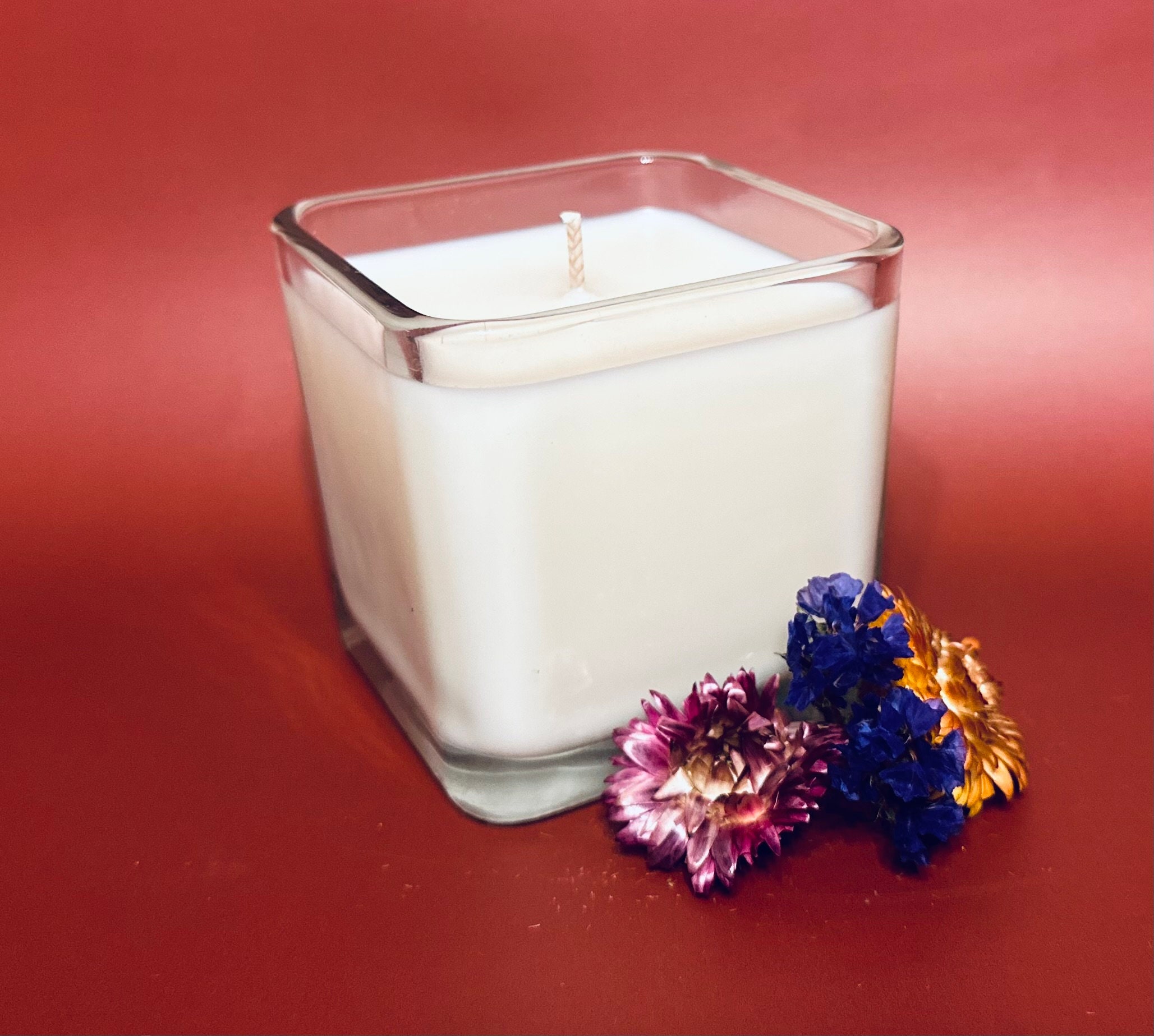 12 Oz Square Glass All Natural Soy Candles - Etsy