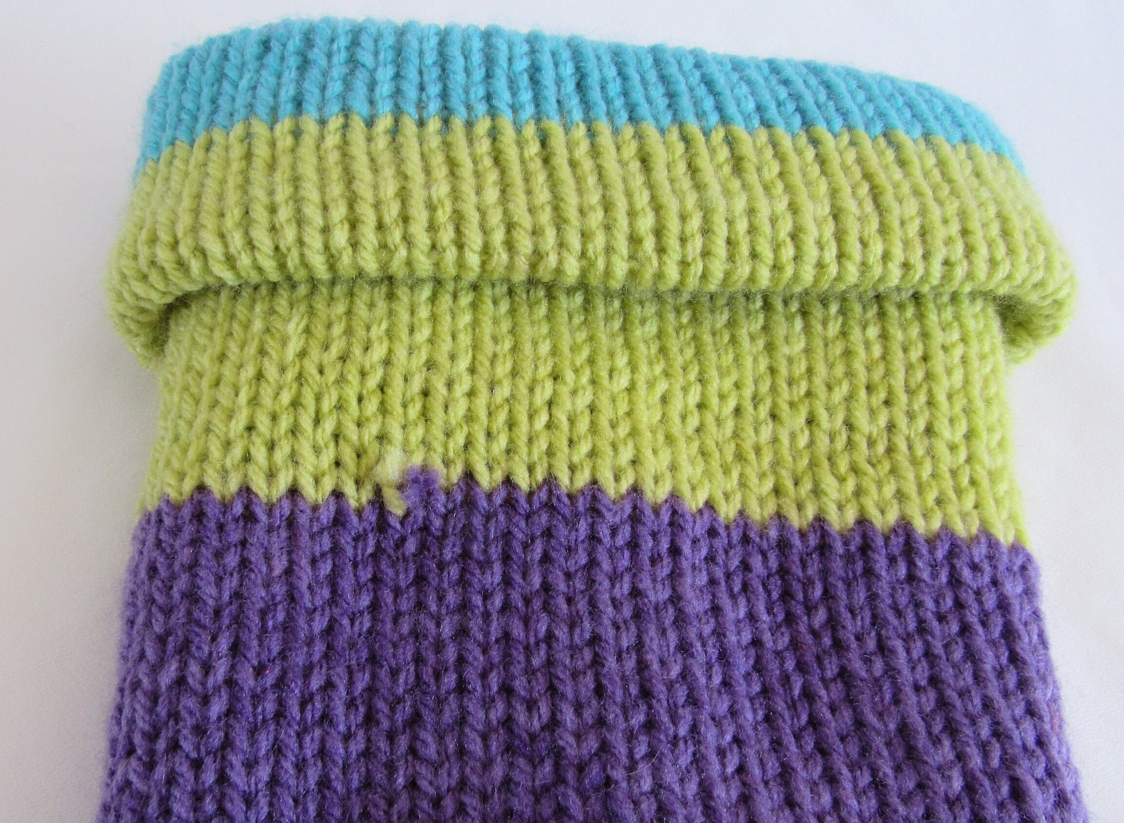 Knit Reversible Multicolor Hat With Button Accent - Etsy