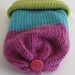 Knit Reversible Multicolor Hat With Button Accent - Etsy