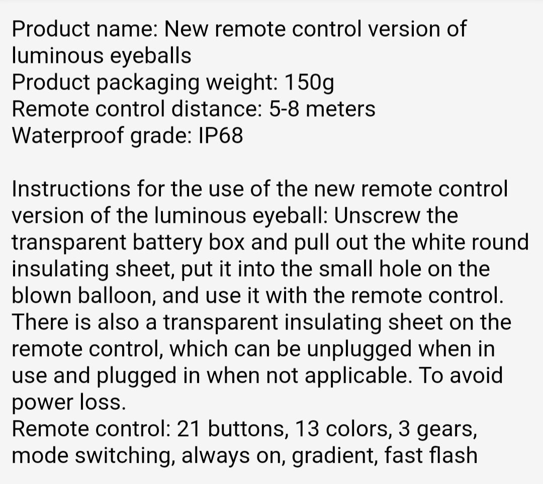 Haloween Remote Control Lighted Eyeball - Etsy