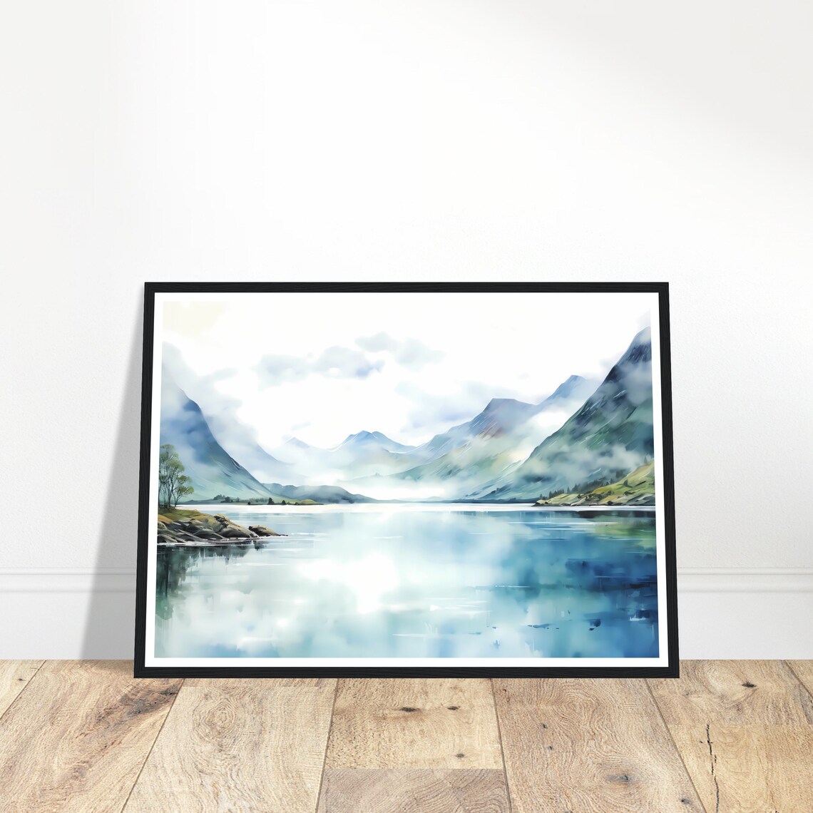 Panoramic Norwegian Fjord Printable Art, Watercolour Fjord Digital ...