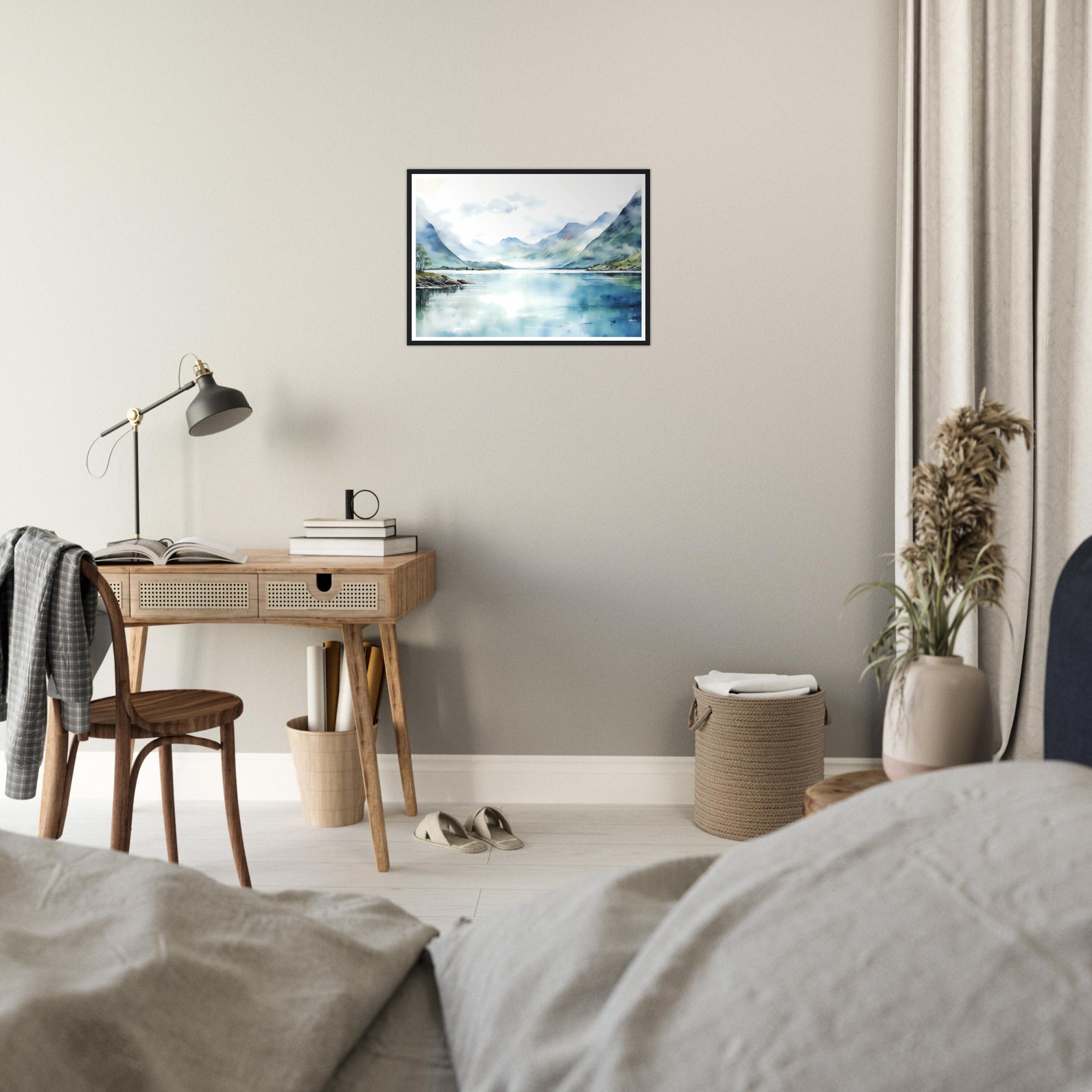Panoramic Norwegian Fjord Printable Art, Watercolour Fjord Digital ...