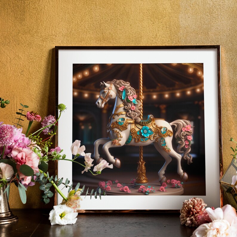 Carousel Horse Print Fantasy Horse Art Piece Carousel Digital Download ...