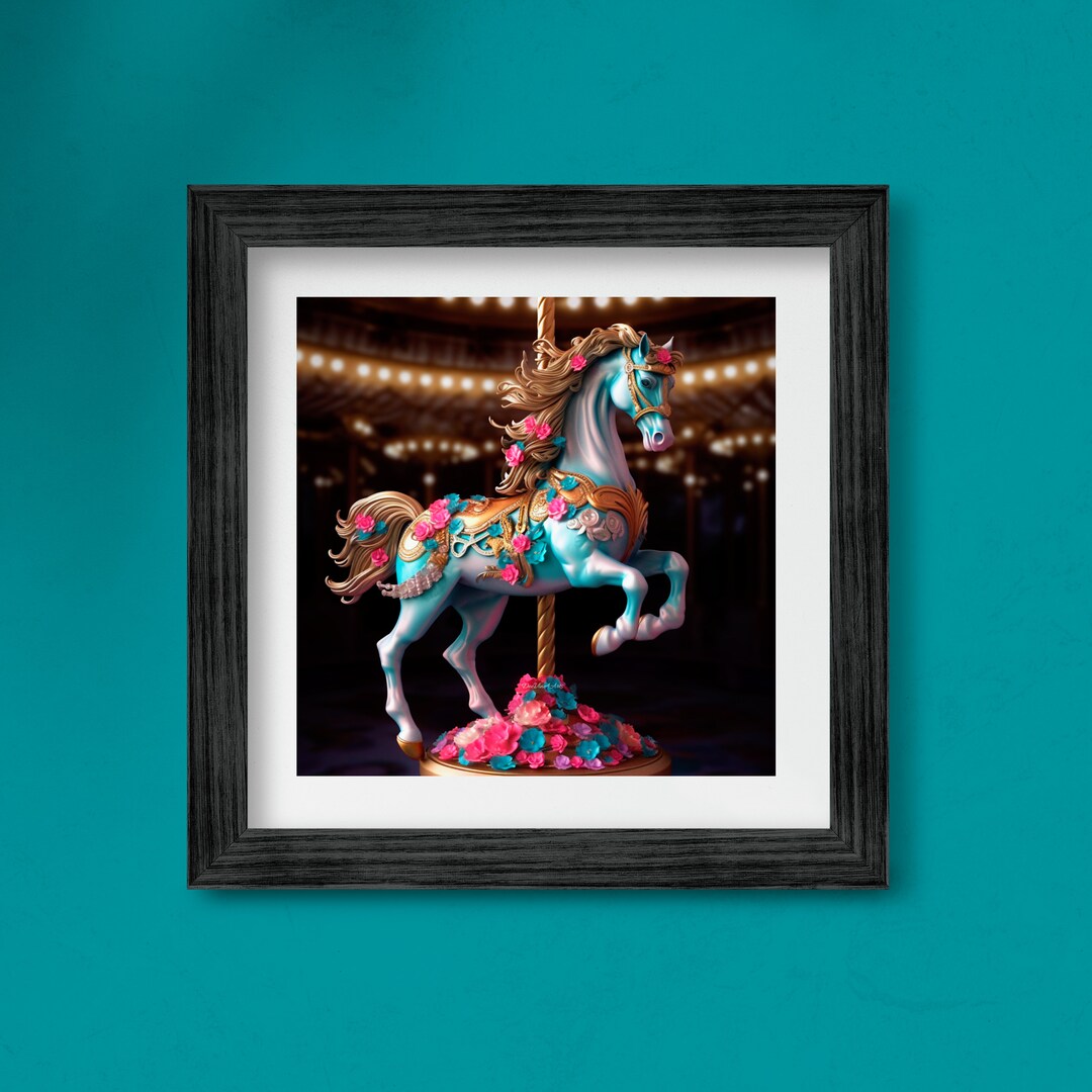 Fantasy Horse Print Carousel Horse Digital Download Horse Carousel Art ...
