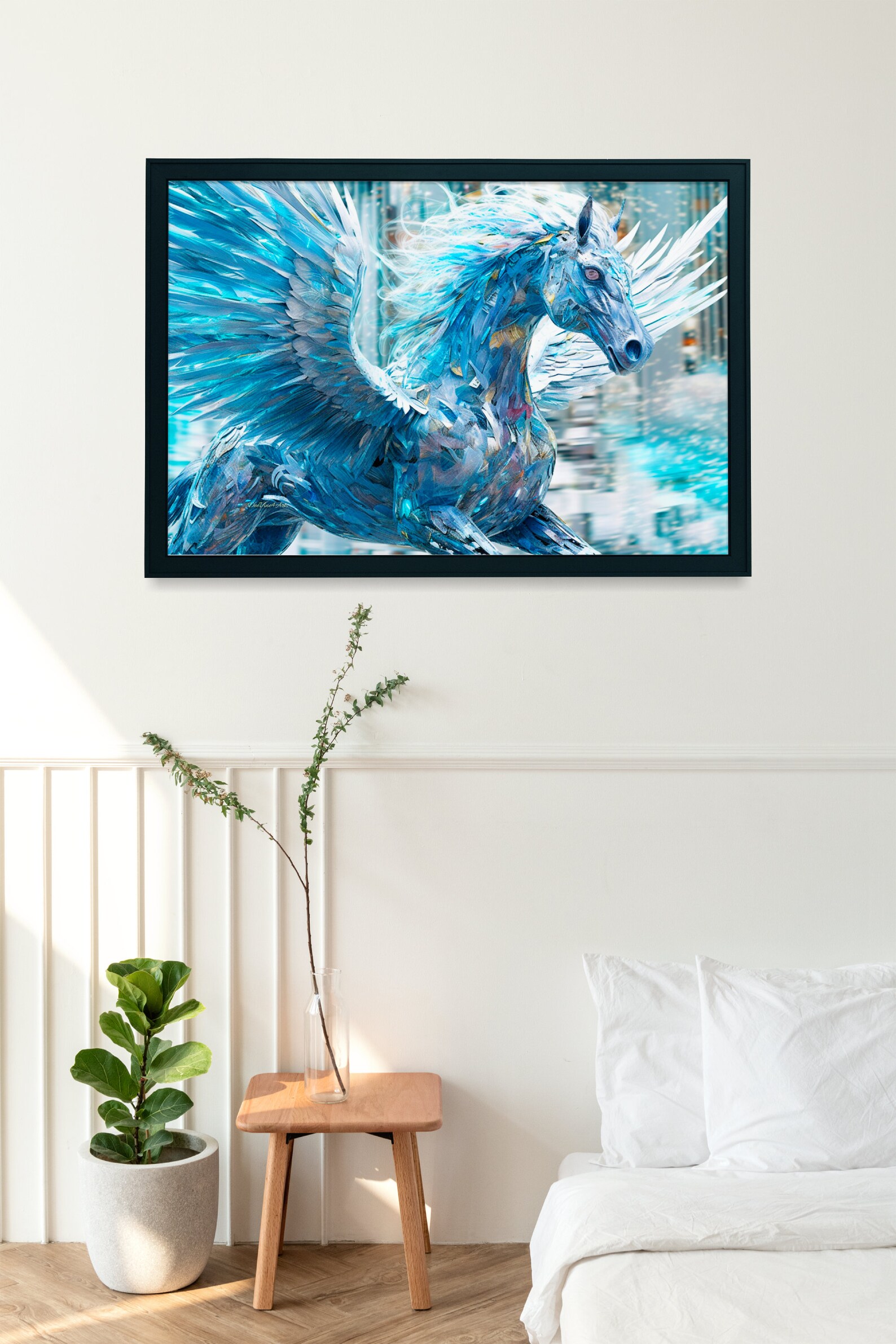 Blue Silver Pegasus Print Horse Abstract Art Piece Pegasus Digital Download Abstract Pegasus ...