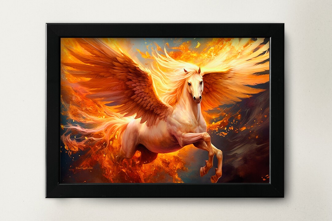 Pegasus Print Winged Horse Digital Download Pegasus Art Piece Pegasus Wall Art Winged Horse Gift ...