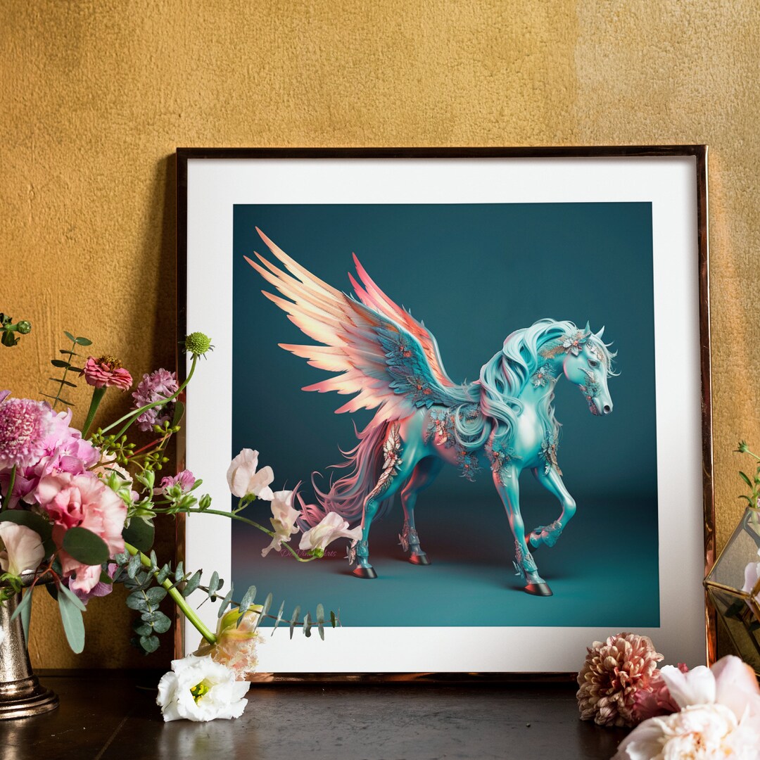 Pegasus Poster Winged Horse Art Piece Fantasy Horse Digital Download Mythical Creature Print ...