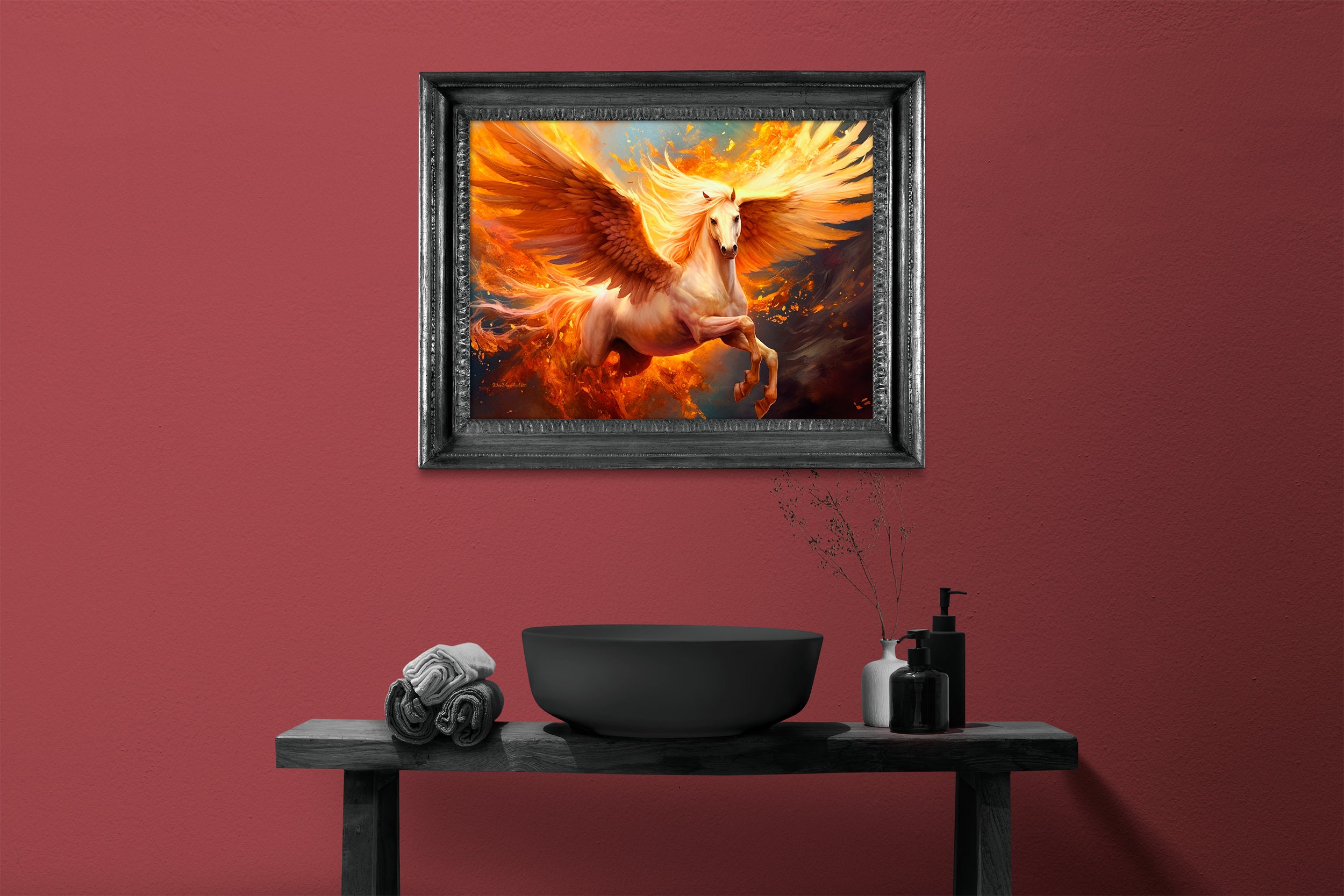 Pegasus Print Winged Horse Digital Download Pegasus Art Piece Pegasus Wall Art Winged Horse Gift ...