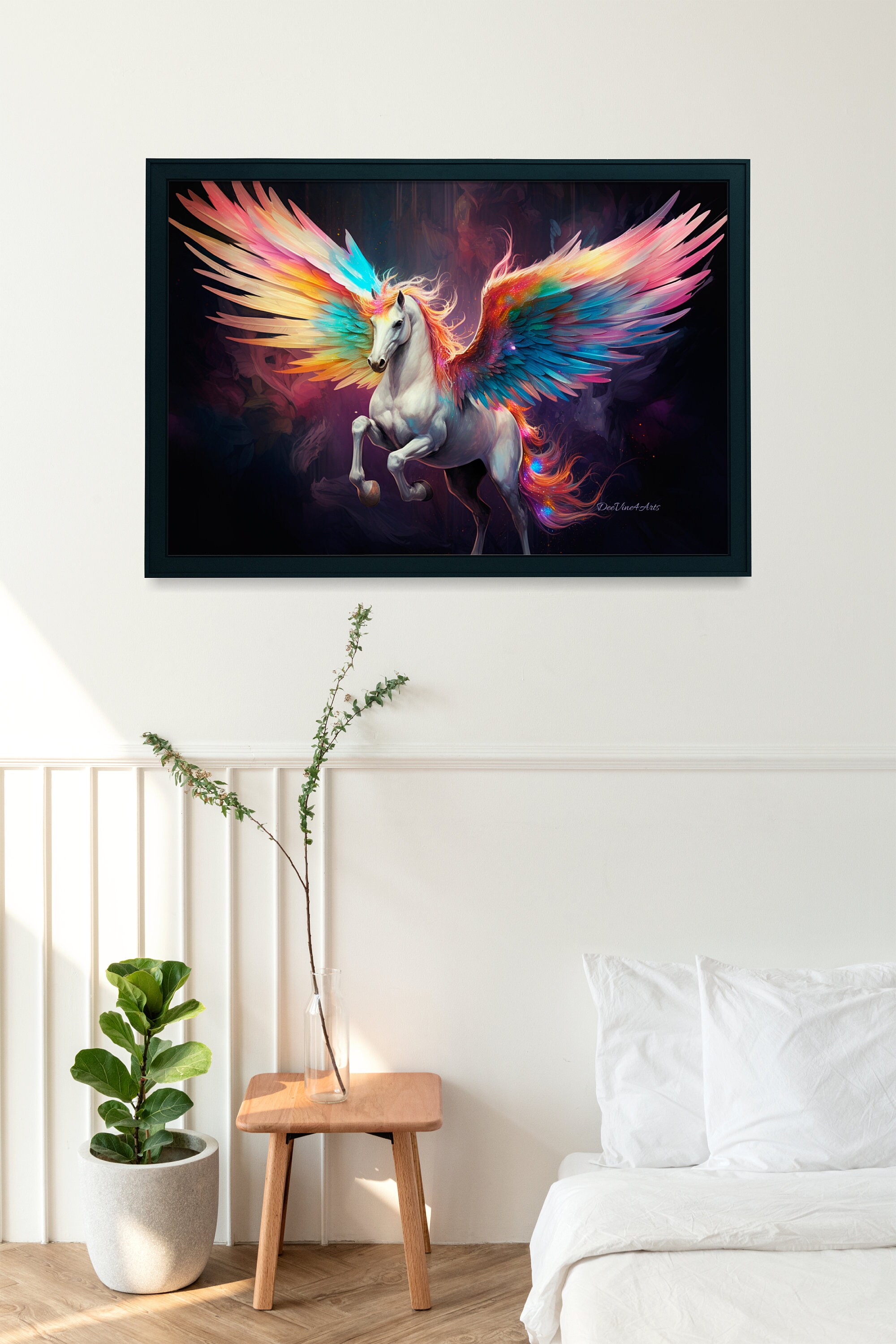 Pegasus Print Winged Horse Art Piece Pegasus Digital Download Colourful ...