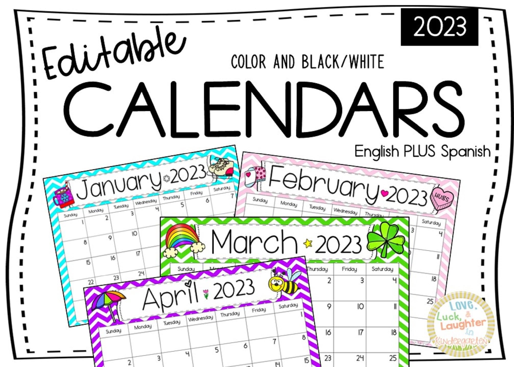 Editable Calendars 2023 Spanish English Printable - Etsy