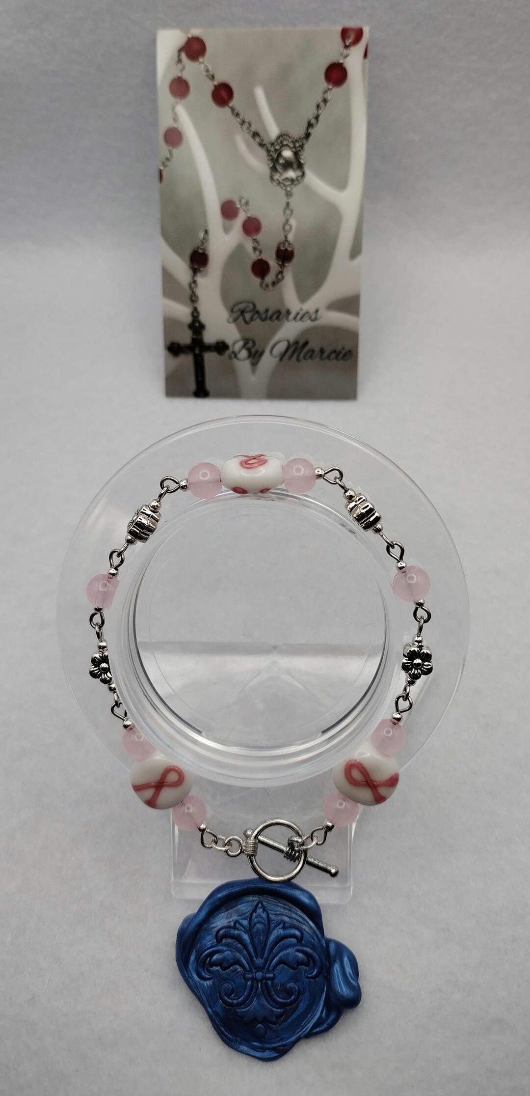 BREAST CANCER BRACELET Breast Cancer Awareness Bracelet: Pink Glass ...