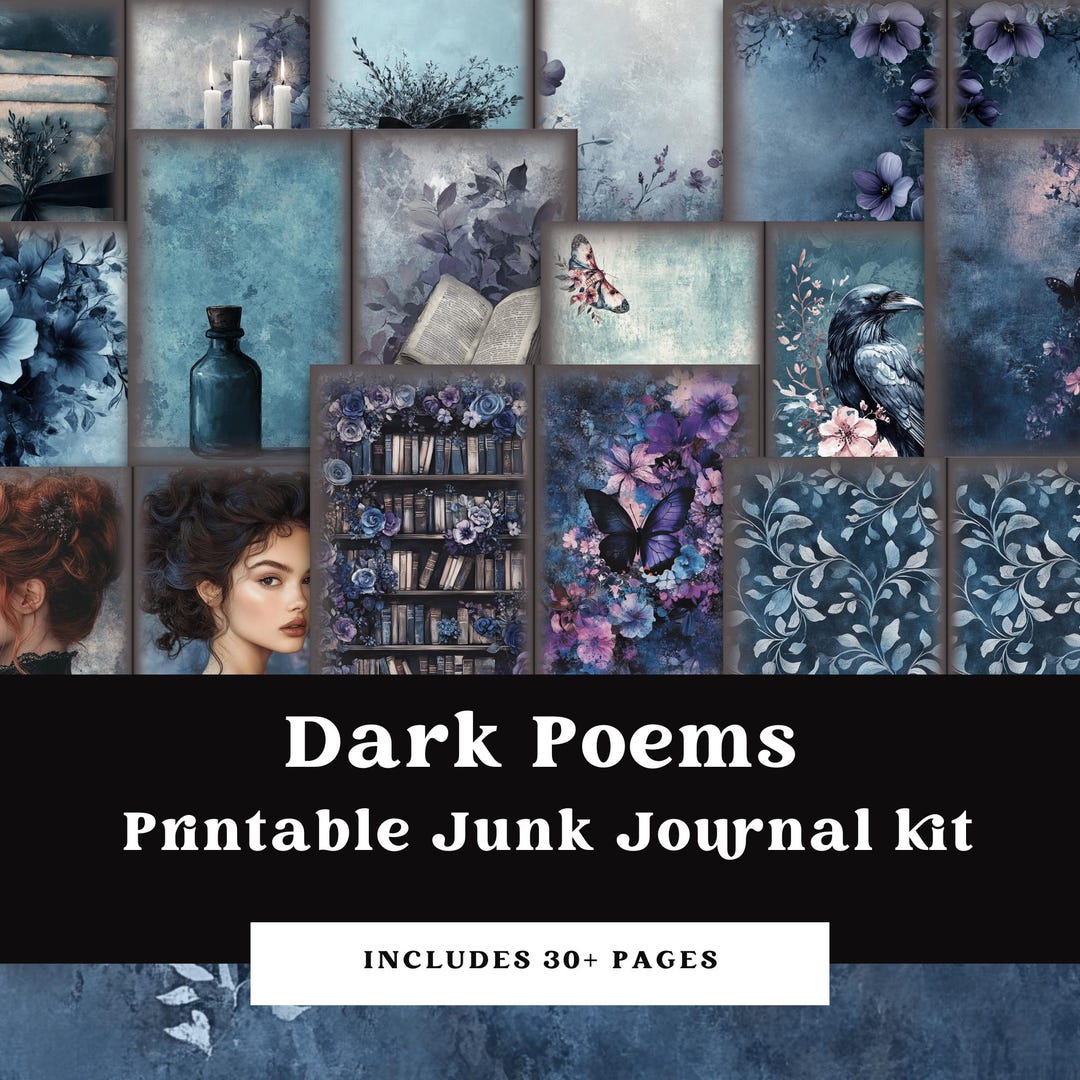 Dark Poems Junk Journal Kit Scrapbook Ephemera Collage Folio Folders ...