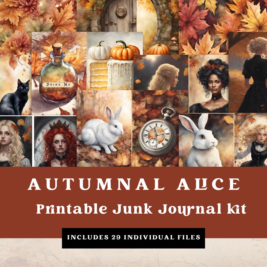 Autumnal Alice Junk Journal Kit Wonderland Fall Scrapbook Ephemera ...