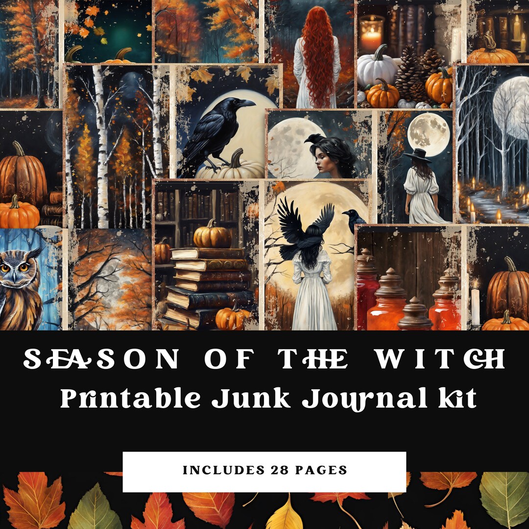 Witch Junk Journal Magic Autumn Printable Scrapbook Ephemera Collage ...