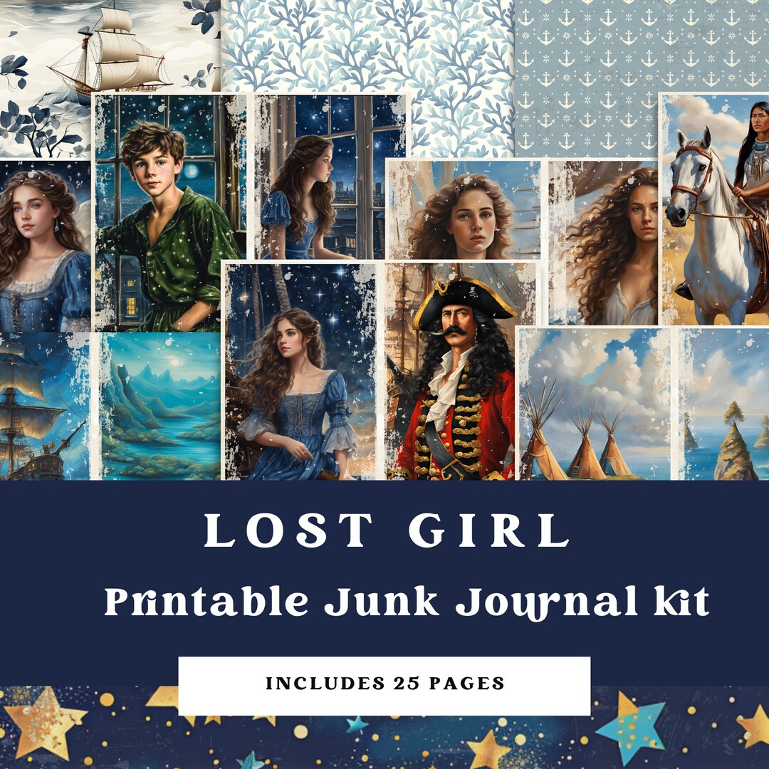 Lost Girl Junk Journal Never Land Printable Scrapbook Ephemera Vintage ...