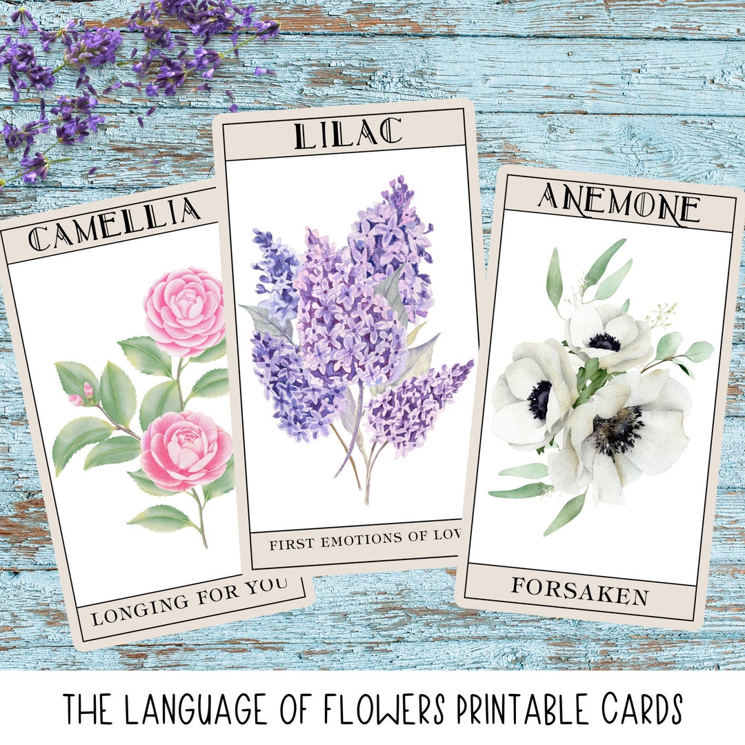 The Language of Flowers Printable Tarot Style Cards | Transparent PNG ...