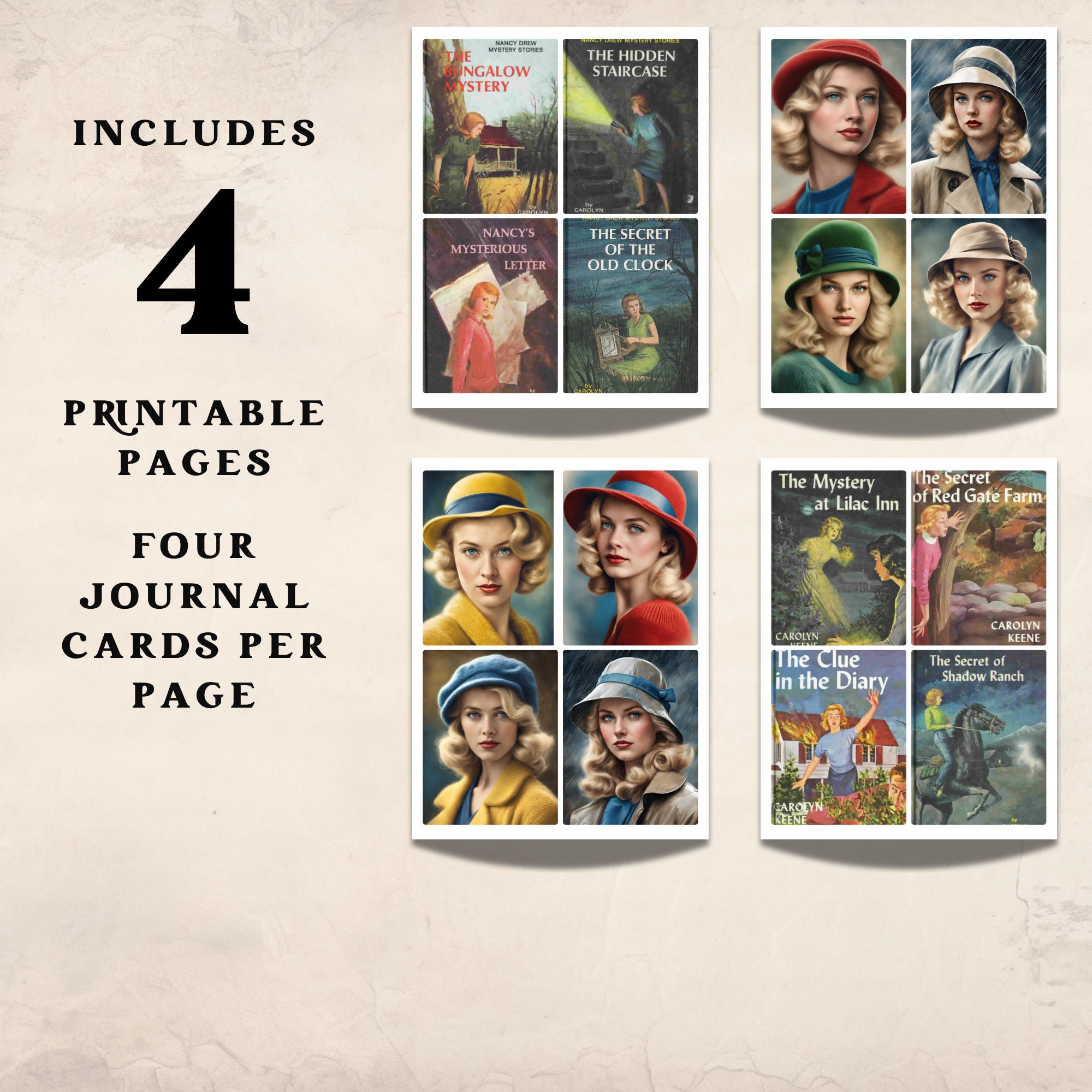 Girl Sleuth ATC Cards Printable Junk Journal Ephemera Vintage Scrapbook ...