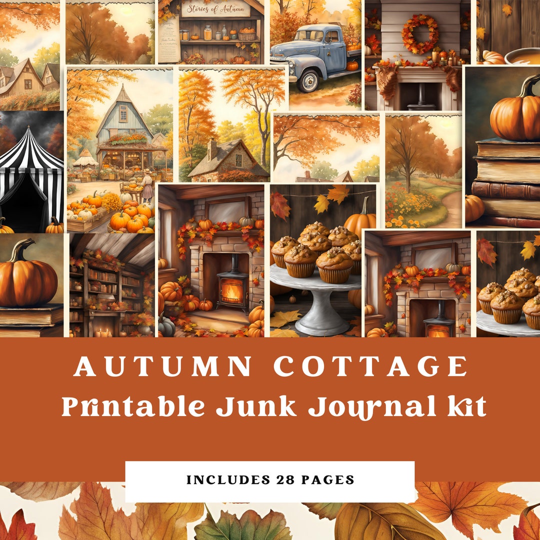 Autum Cottagecore Fall Leaves Pumpkins Cozy Hygge Folders Clipart Fussy ...