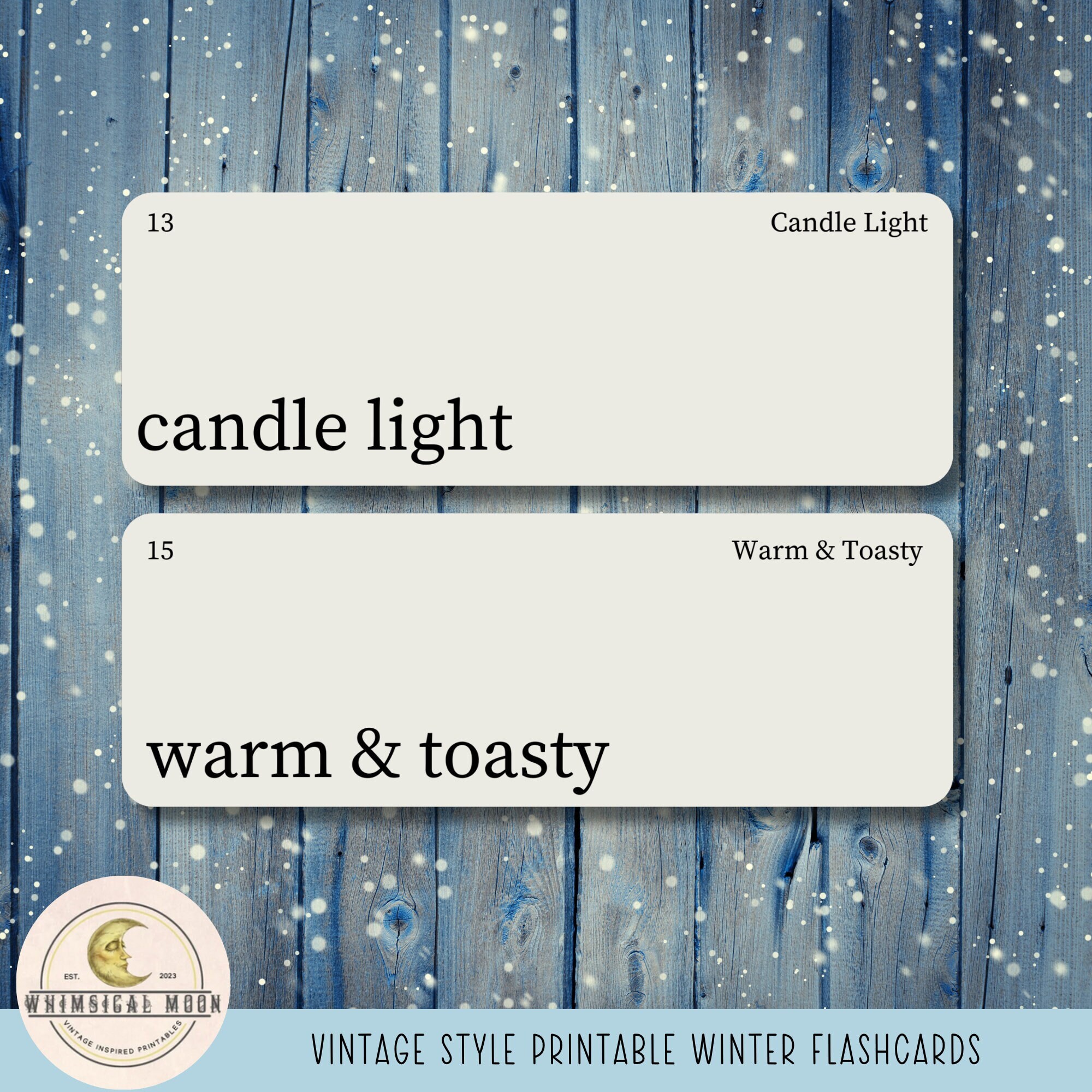 Vintage Inspired Printable Winter Flash Cards Printable PDF Vintage ...