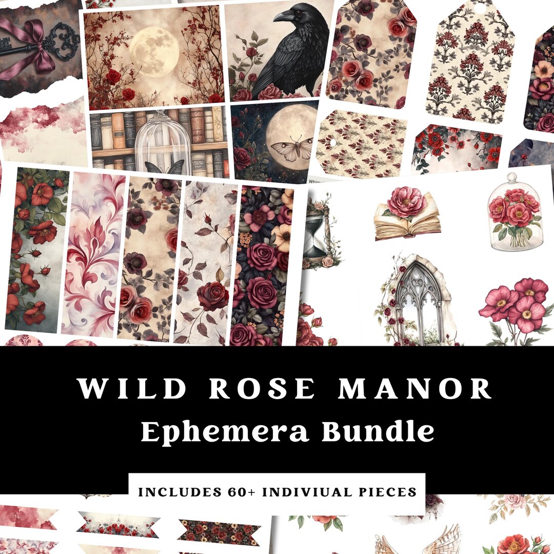 Wild Rose Manor Ephemera Printable Vintage Scrapbook Paper Journaling ...