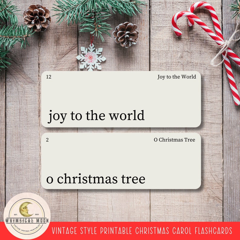Vintage Inspired Printable Christmas Carol Flash Cards | Printable PDF ...