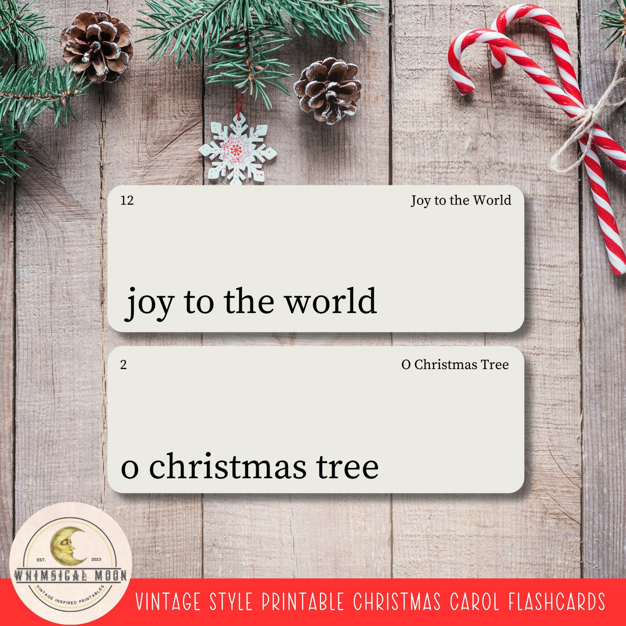 Vintage Inspired Printable Christmas Carol Flash Cards | Printable PDF ...