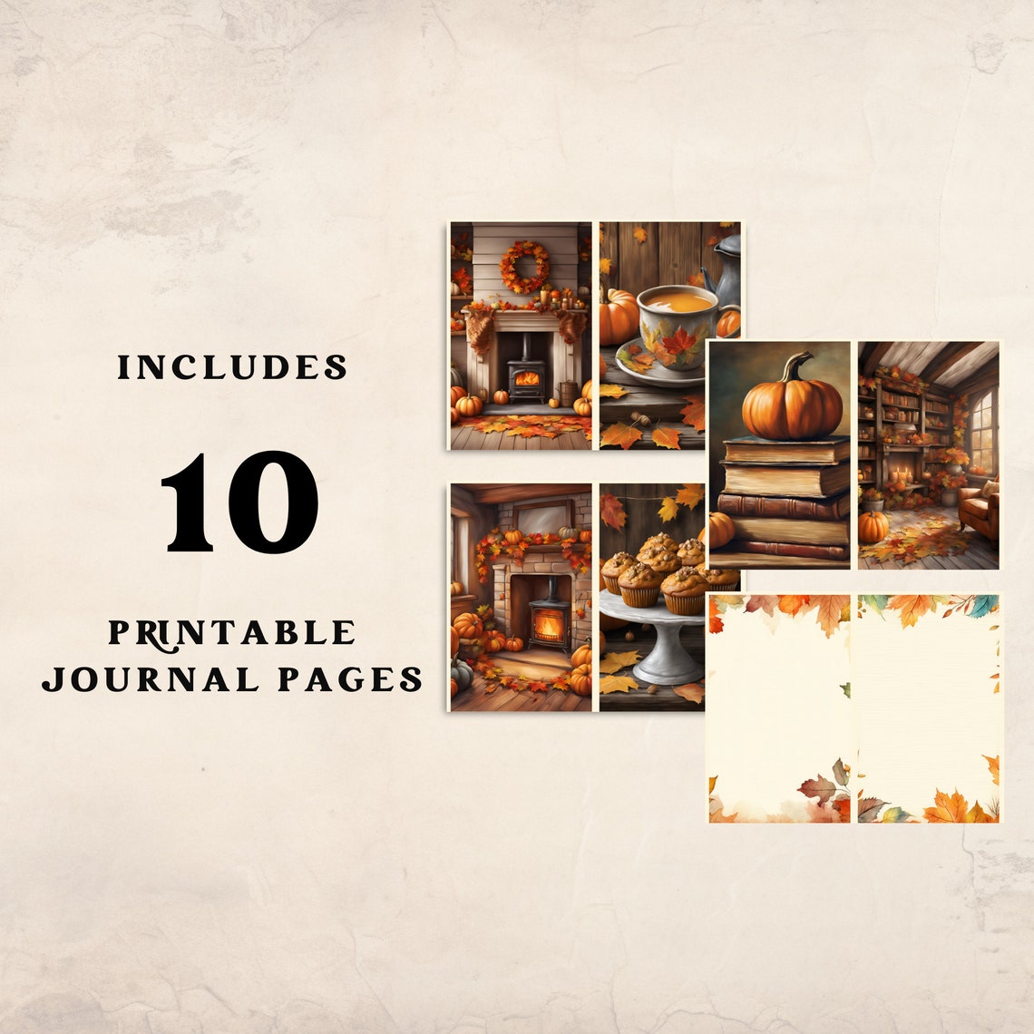 Autum Cottagecore Fall Leaves Pumpkins Cozy Hygge Folders Clipart Fussy ...