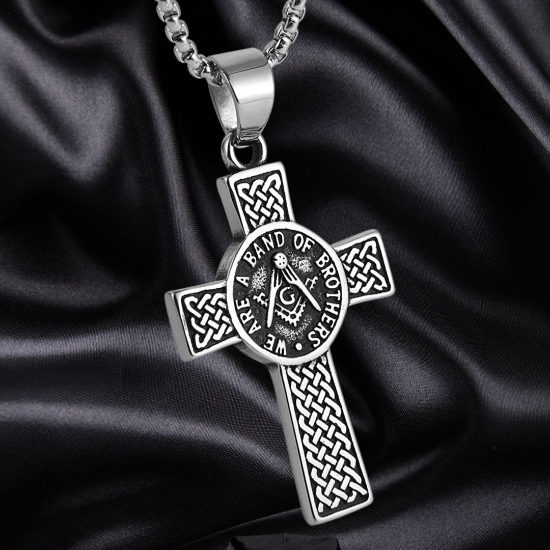 Stainless Steel Freemason Symbol Masonic Eternal Celtic Cross Irish ...