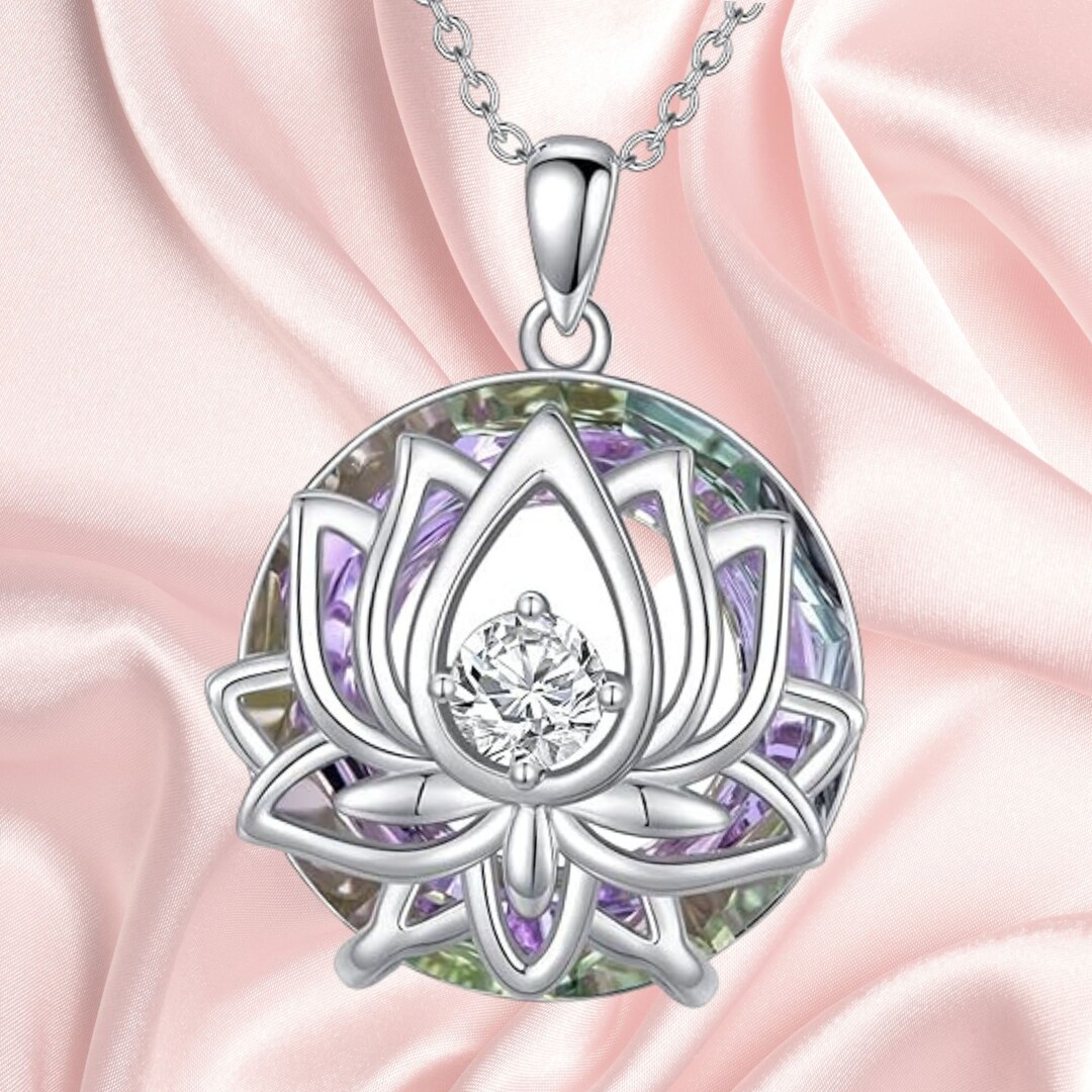 Lotus Flower Necklace for Women 925 Sterling Silver - Etsy