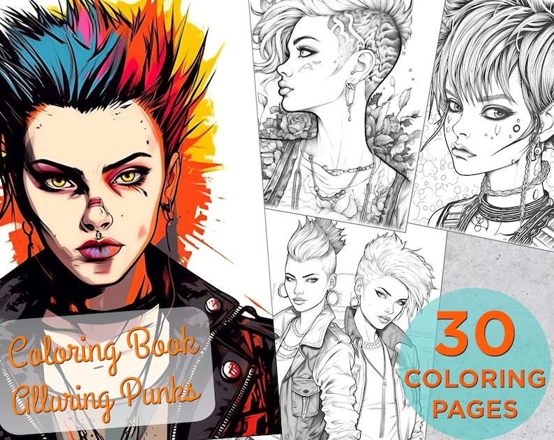 30 Punk Girls Coloring Pages Punk Girls Adults Printable - Etsy
