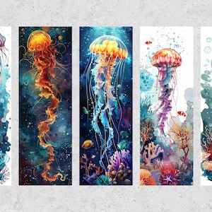 50 Jellyfish Printable Bookmarks, Ocean Digital Download Bookmark ...