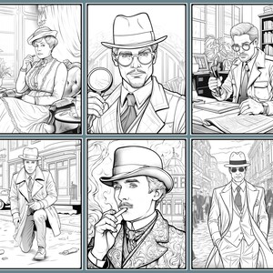 40 Detective Coloring Pages, Crime Detective Printable Grayscale ...