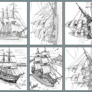 60 Sailing Ship Coloring Pages, Printable Coloring Book With Sailing ...