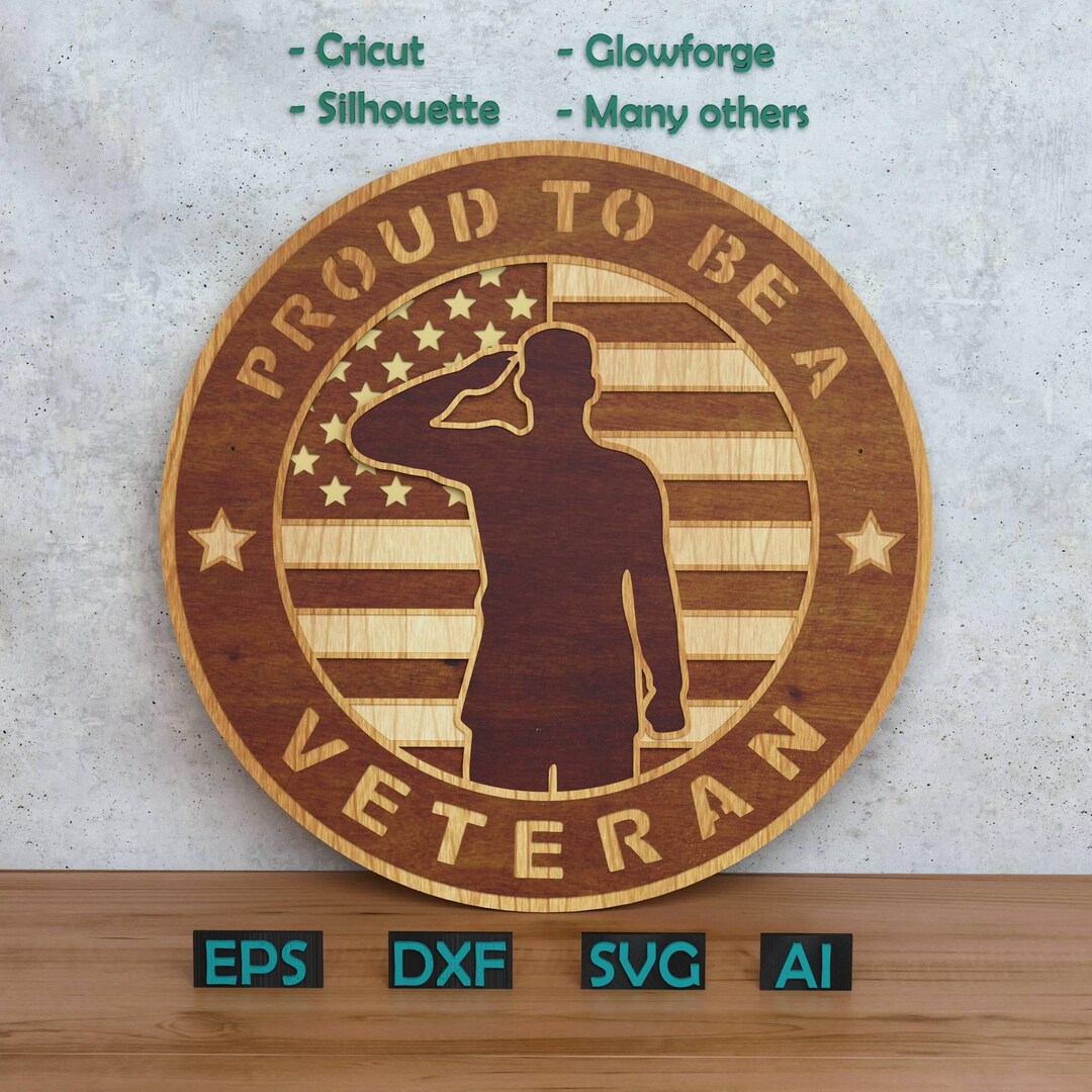 Veteran Logo Layered Design for Laser Cutting, SVG DXF Digital ...