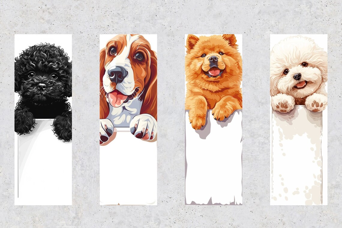 45 Peeking Dog Printable Bookmarks, Dogs Digital Download Bookmark ...
