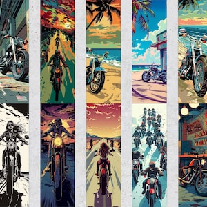 50 Motorbike Printable Bookmarks, Motorcycle Digital Download Bookmark ...