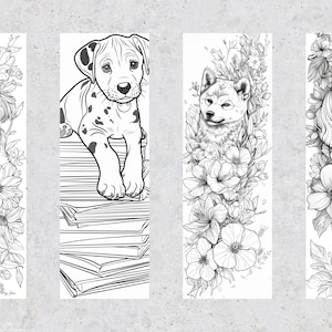 50 Printable Bookmarks for Coloring Dogs, Dogs Digital Download ...