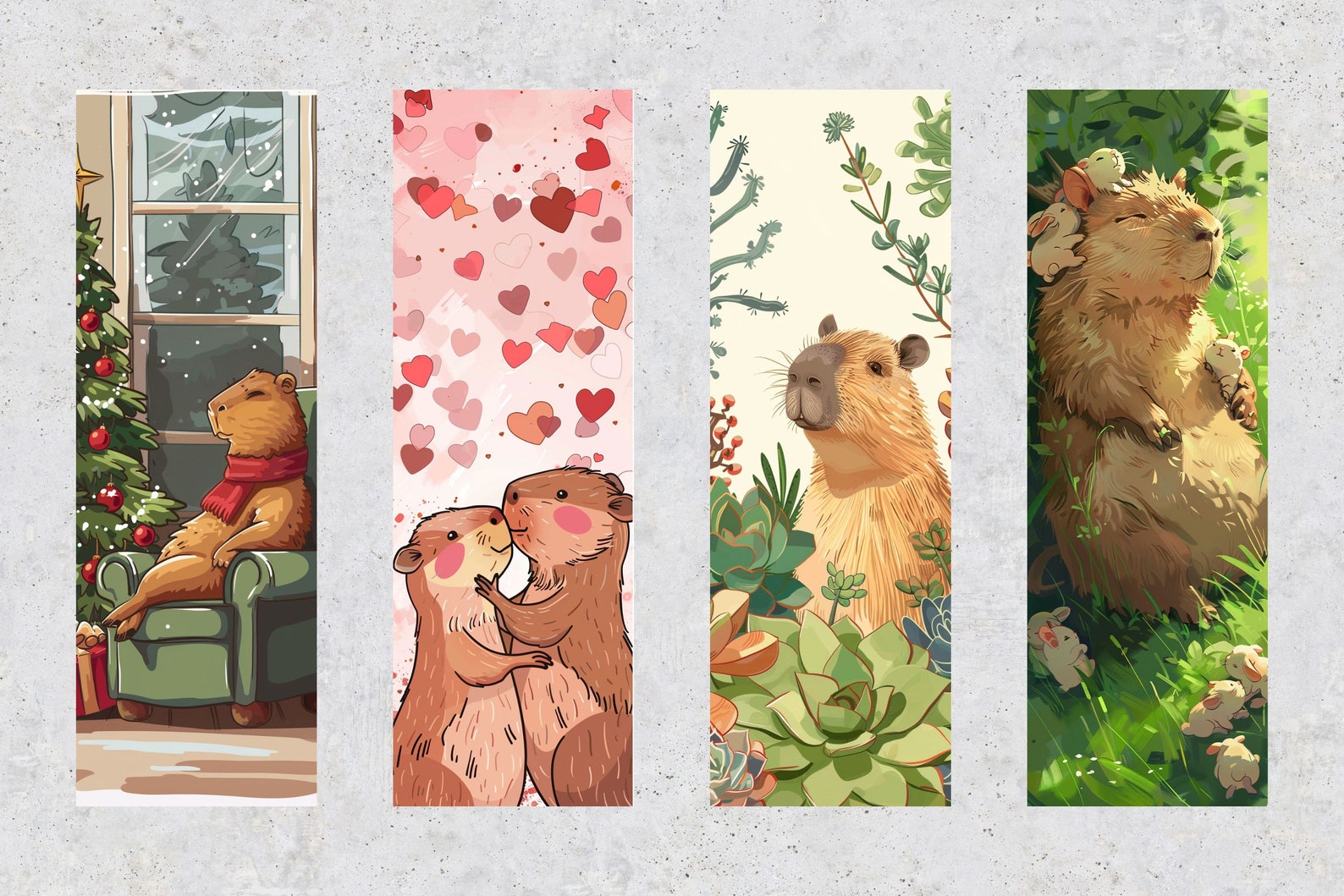 50 Capybara Printable Bookmarks, Capybara Digital Download Bookmark ...