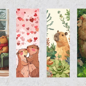50 Capybara Printable Bookmarks, Capybara Digital Download Bookmark ...