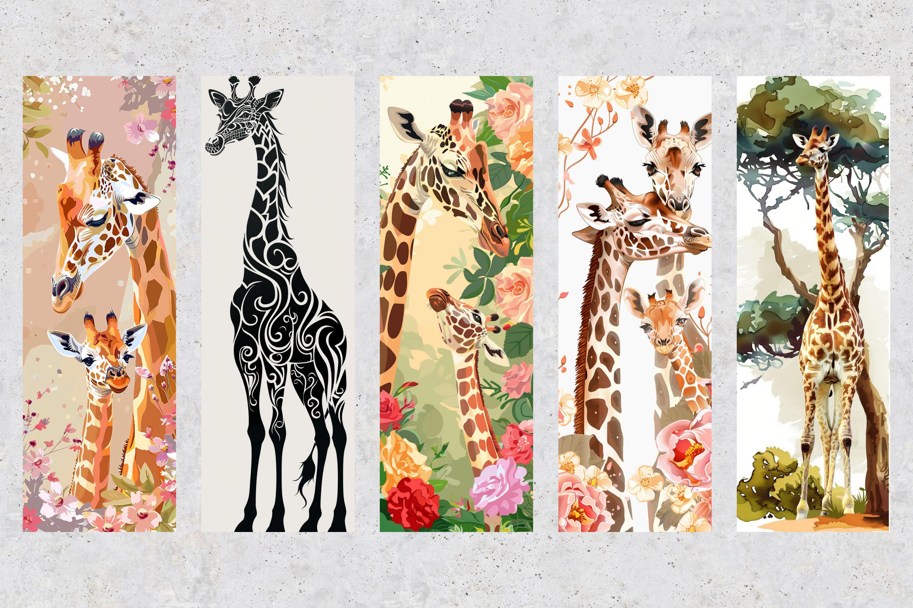 50 Giraffe Printable Bookmarks, Giraffe Digital Bookmark Sheets ...